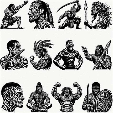 40 Maori Warrior Svg Bundle Tribal Tattoo Style Traditional