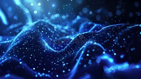 Blue Luminous Neon Particle Structure Digital Cyberspace Futuristic Science Fiction Background