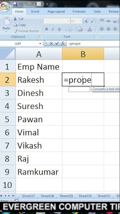 How To Use Proper Formula In Excel Shorts Excel Viral Trendingshorts Youtubeshorts New