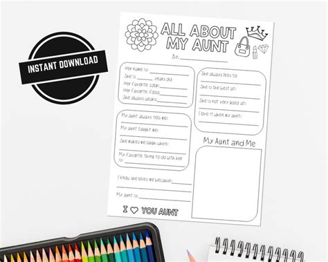 All About My Aunt Printable