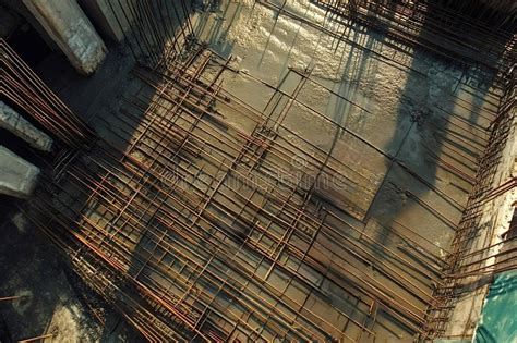 Rusty Rebar Grid Preparing For Concrete Pour At Construction Site Stock Image Image Of