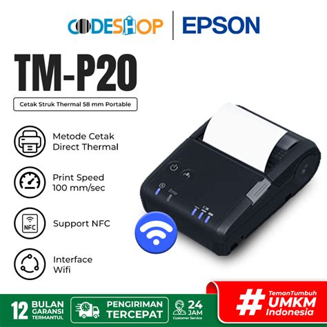 Jual Epson Tm P20 Printer Kasir Thermal Portable Wifi Nfc Shopee