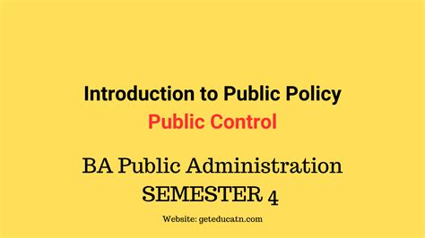 Policy Control Introduction To Public Policy Ba Sem 4 Public Administration