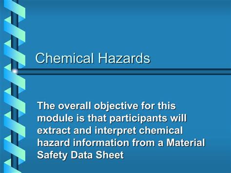 Chemical Hazards From Material Safety Data Sheet Ppt