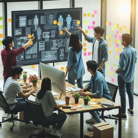 Software Developers Collaborating In A Modern Office Premium Ai Generated Image