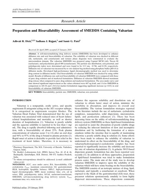 Pdf Preparation And Bioavailability Assessment Of Smedds Containing