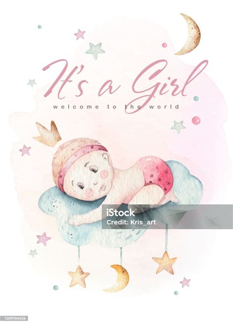 베이비 샤워 수채화 소녀 디자인 요소입니다 베이비 핑크 생일 일러스트 세트입니다 신생아 파티 초대 곰에 대한 스톡 벡터 아트 및 기타 이미지 Istock