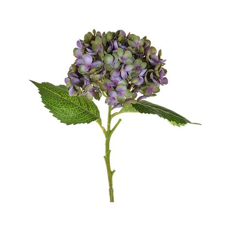 Hydrangea Single Stem Artificial Antique Green Purple 52cm 20 Inches Etsy Uk