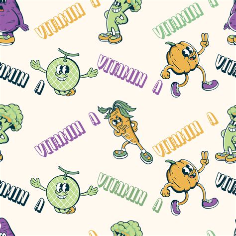 Seamless Pattern Vitamin A Mascot Cartoon Character 29747270 Vector Art