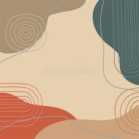 Fashion Stylish Template With Organic Abstract Shapes And Line In Autumn Colors Stock Vector