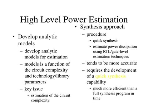 Ppt L26 Power Estimation Powerpoint Presentation Free Download Id705846