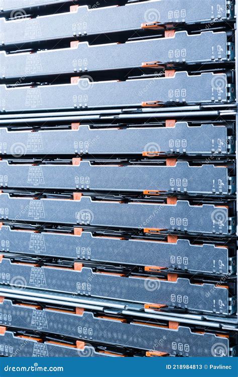 Detail Of Data Center With Hard Drive Array Stock Image Image Of