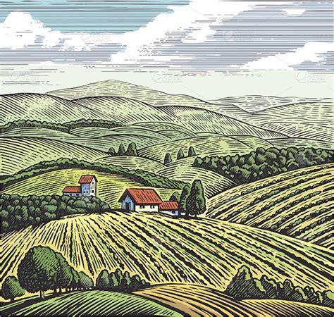 图形化的农村风景素材 花瓣网 图形化的农村风景素材 花瓣网