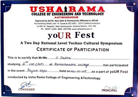 grateful to have participated in the project expo at usha rama engineering… indira sribhashyam