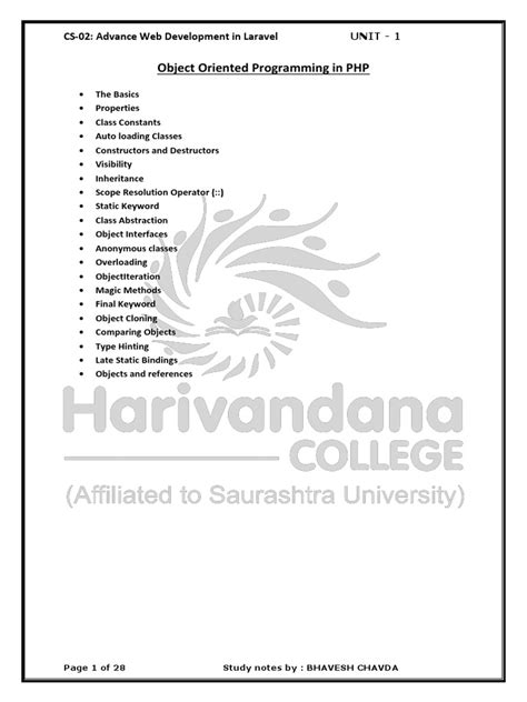 Object Oriented Programming In Php Cs 02 Advance Web Development In