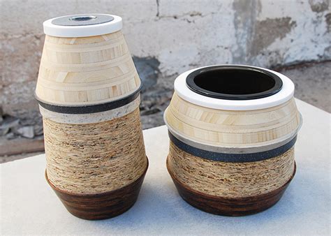 Nir Meiri Stacks Babilus Vases From Rings Of Bamboo And Corian