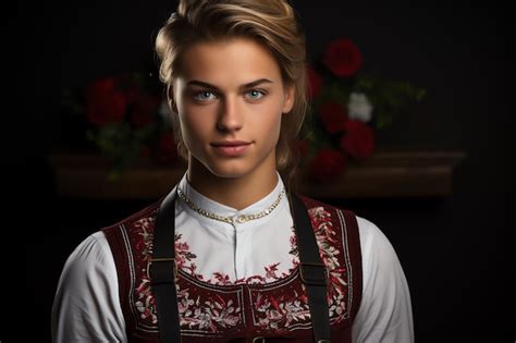 Premium Ai Image Swiss Male Model With Traditional Cloths