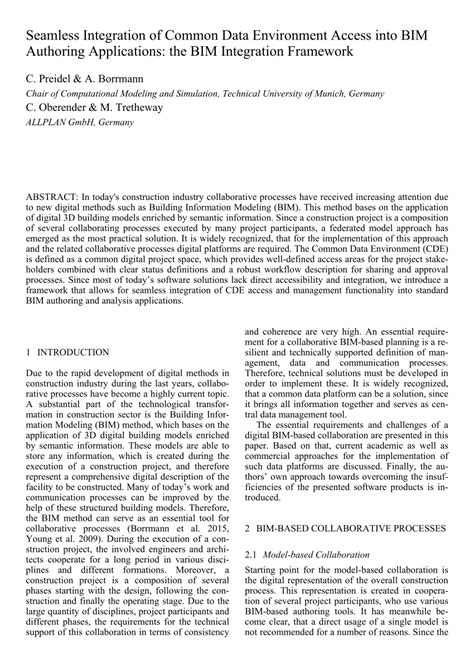 Pdf Seamless Integration Of Common Data Environment Access Into Bim