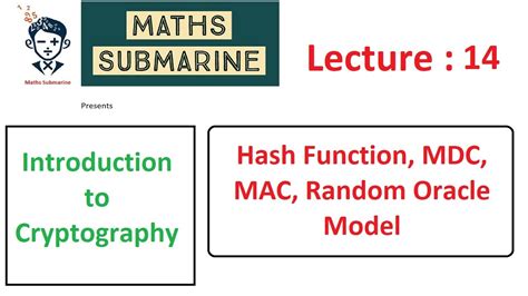 cryptography lecture 14 hash function mdc mac random oracle model