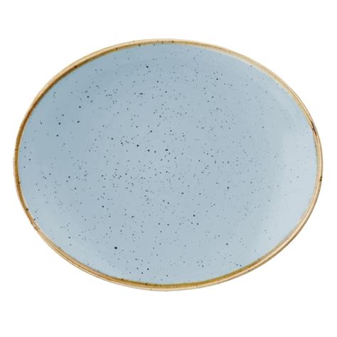 Churchill Stonecast Duck Egg Blue Oval Coupe Plate 192 X 160mm Dt668