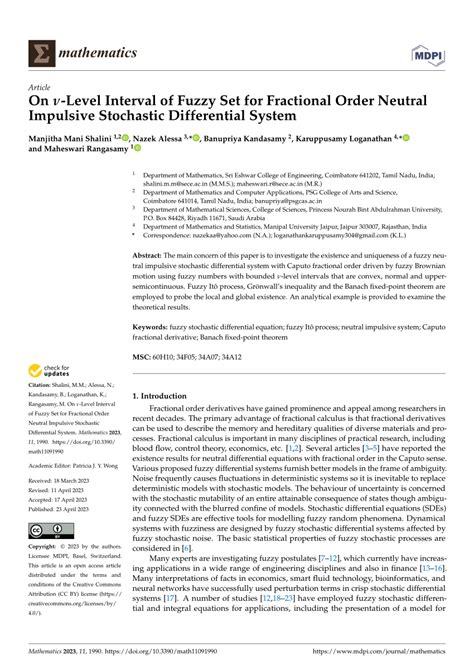 Pdf On ν Level Interval Of Fuzzy Set For Fractional Order Neutral