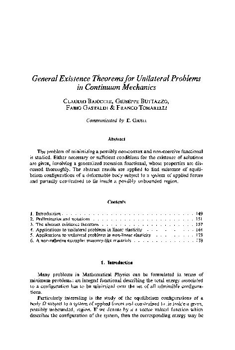 Pdf General Existence Theorems For Unilateral Problems In Continuum