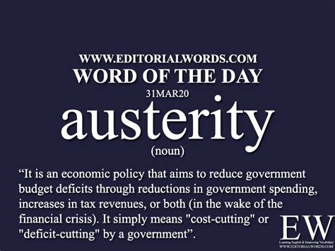Word Of The Day Austerity 31mar20 Editorial Words
