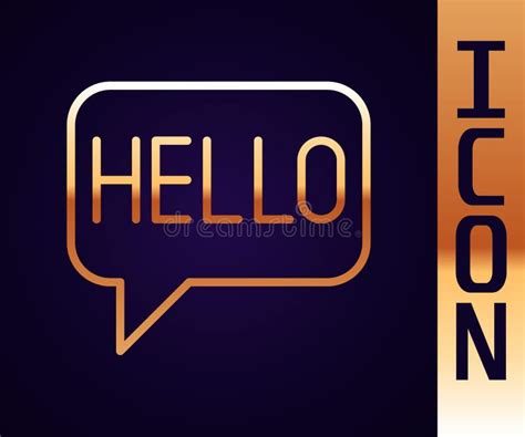 Gold Line Hello In Different Languages Icon Isolated On Black