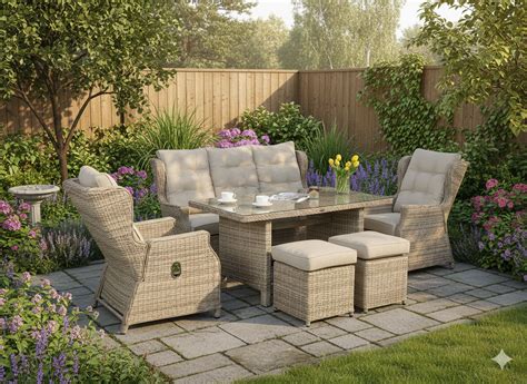 Zestaw Mebli Ogrodowych Aluminiowych Rattanowych Sofa StÓŁ 2