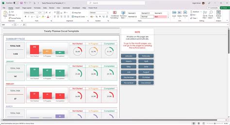 Yearly Planner Excel Template Yearly Task Tracker Excel Template
