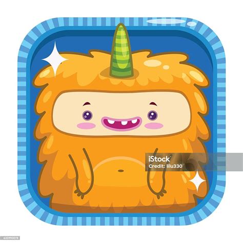 재미있는 만화 노란색 솜털 괴물과 응용 프로그램 아이콘 개성 개념에 대한 스톡 벡터 아트 및 기타 이미지 개성 개념 경기 스포츠 굽기 Istock