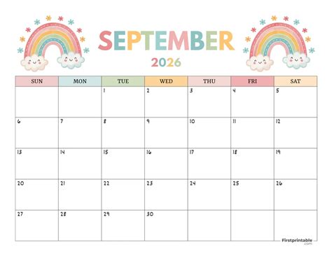 September 2026 Calendars Free Printable And Fillable