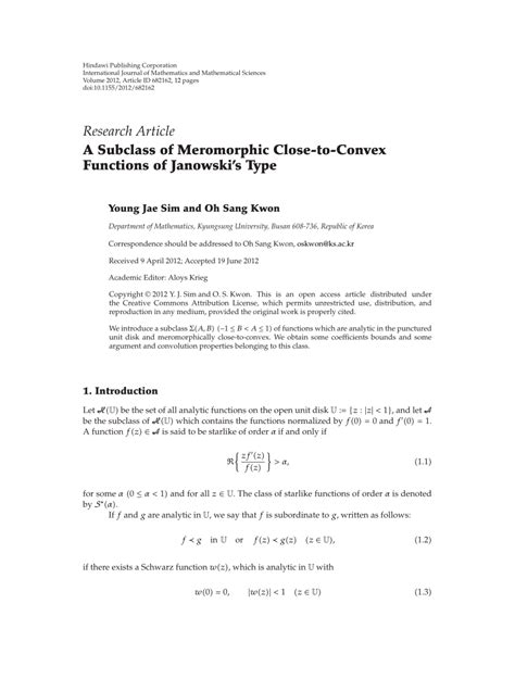 pdf a subclass of meromorphic close to convex functions of janowski s