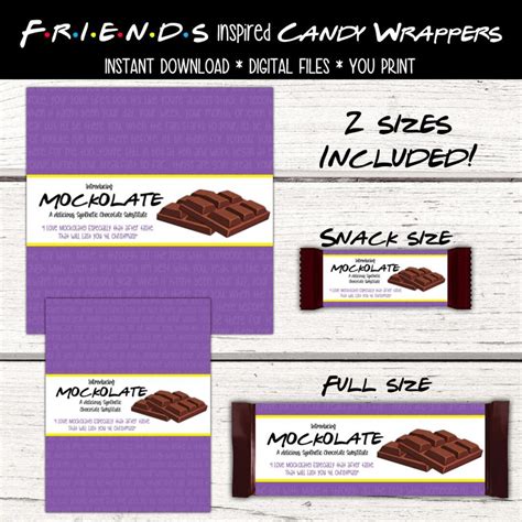 Friends Inspired Candy Bar Wrappers Friends Birthday Party Favors Friends Bridal Shower