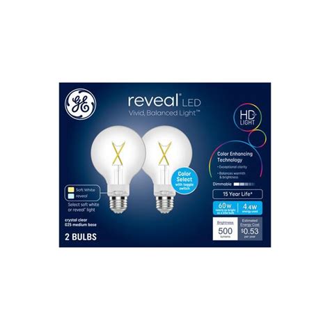 Ge Reveal Hd Led 60 Watt Replacement Reveal Soft White G25 Vanity