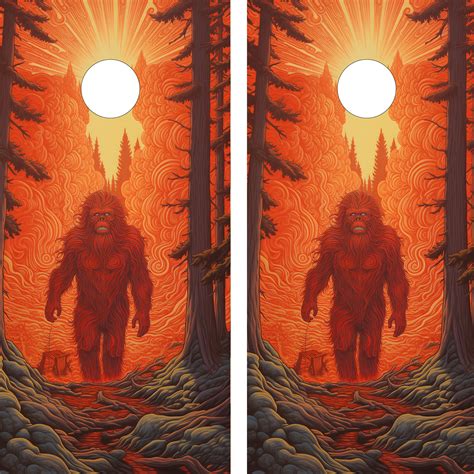 Artistic Bigfoot Cornhole Wraps Skins Design 1