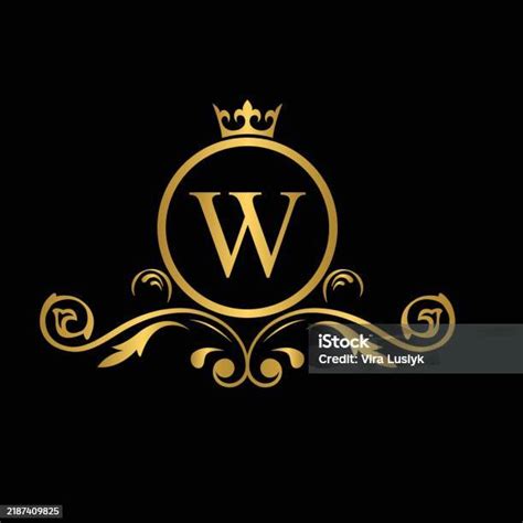 황금 편지 W 로고 왕관이 있는 고급 편지 모노그램 알파벳 아름 다운 왕실 이니셜 문자입니다 디자인용 템플릿 로고 0명에 대한 스톡 벡터 아트 및 기타 이미지 Istock