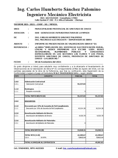 Informe 003 2021 Chsp So Mpsch Pdf Hormigón Ingeniería