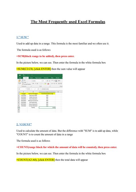Solution The Most Frequently Used Excel Formulas For Business Studypool