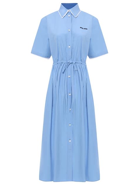 Платье хлопковое от Miu Miu за 295 000 рублей цвет голубой артикул Mf5726sooo16t4 F0013