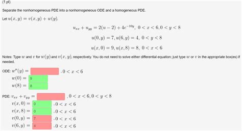 Solved Pt Separate The Nonhomogeneous PDE Into A Chegg