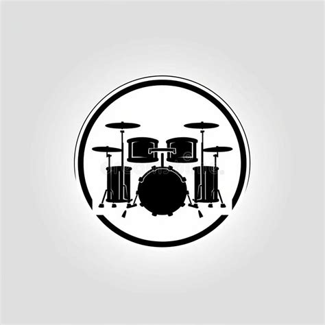Illustrate A Minimalist Black And White Drum Set Generative Ai Stock