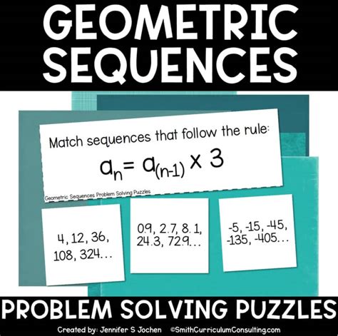 Geometric Sequences Problem Solving Puzzles A12c A12d Low Prep Math