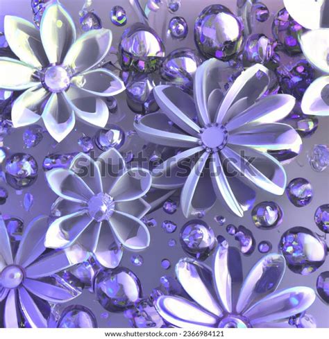 Metallic 3d Image Cirstal Flowers Water Ai Generated Image 2366984121