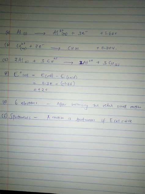 Solved Answer Neatly Calculate The Ecell Based On The Following Course Hero