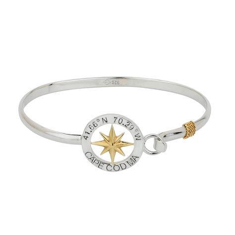 Cape Cod Compass Coordinate Bangle The Silver Seahorse