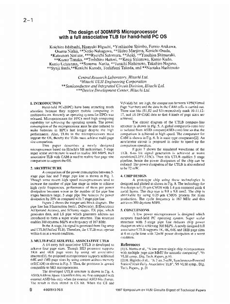 The Design Of 300mips Microprocessor With A Full Associative Tlb For Hand Held Pc Os Ieee