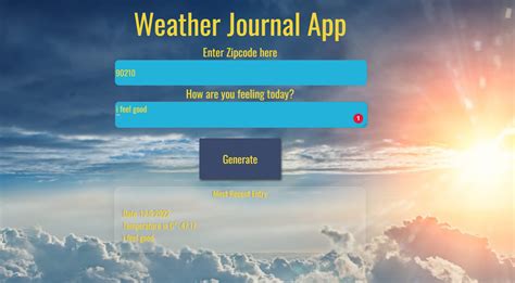 Github Mariamgamal70weather Journal App Udacity Professional Web