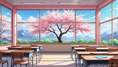 Classroom View Of Sakura Tree Stable Diffusion Online