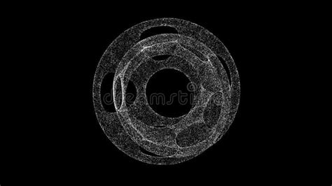 3d Space Figure Rotates On Black Bg Object Dissolved White Flickering Particles 60 Fps Stock